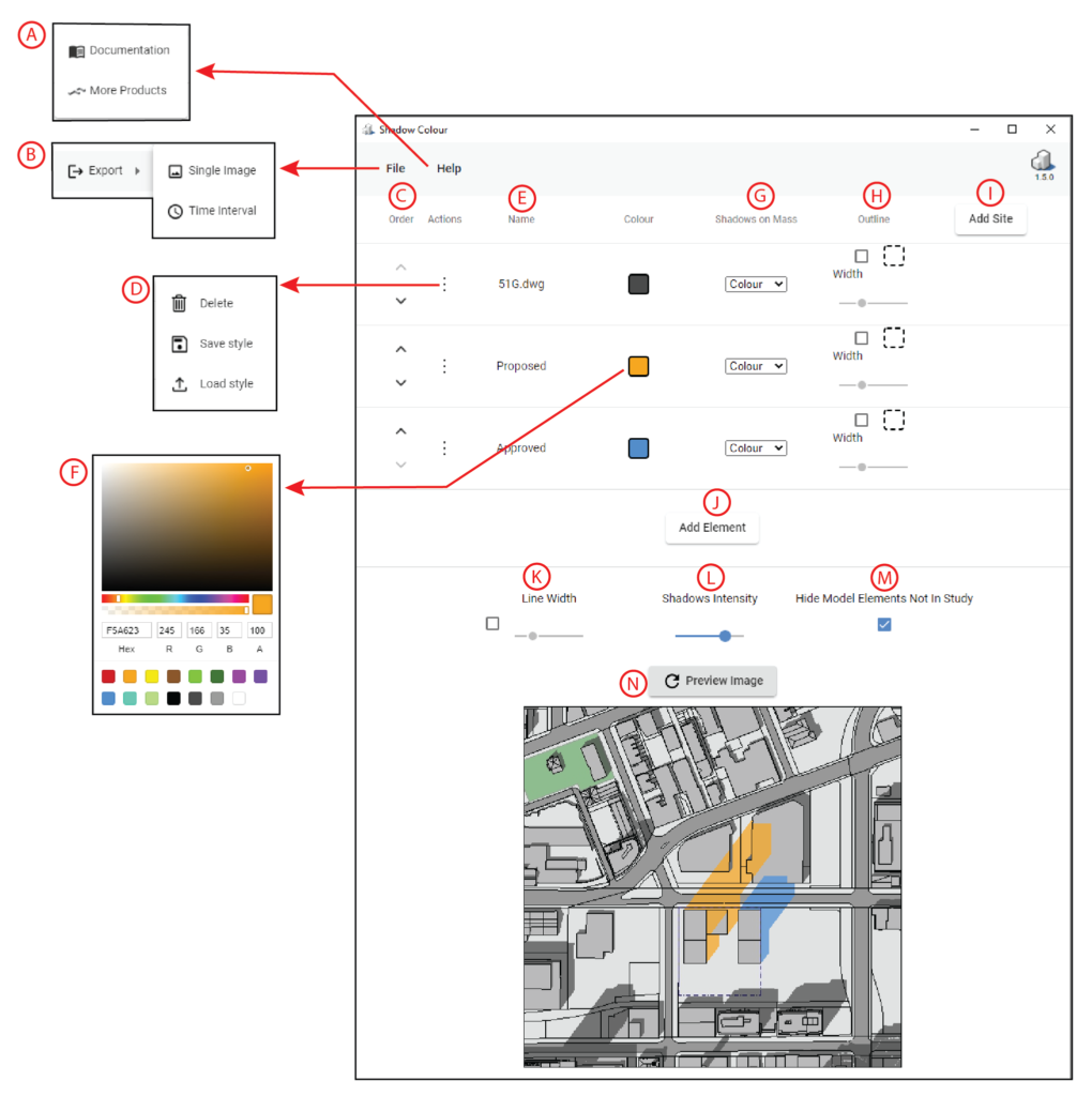 Shadow Colour Interface - Agile Form - Software for architects