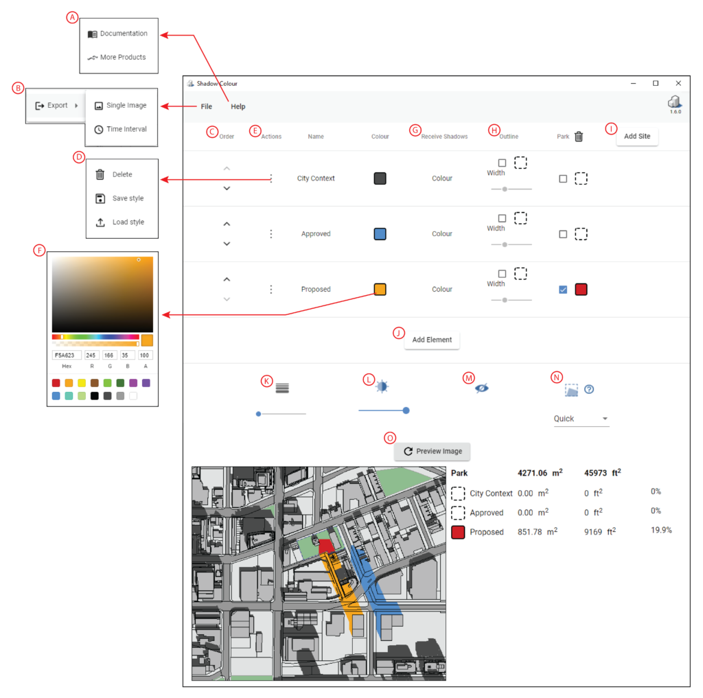Shadow Colour Interface - Agile Form - Software for architects