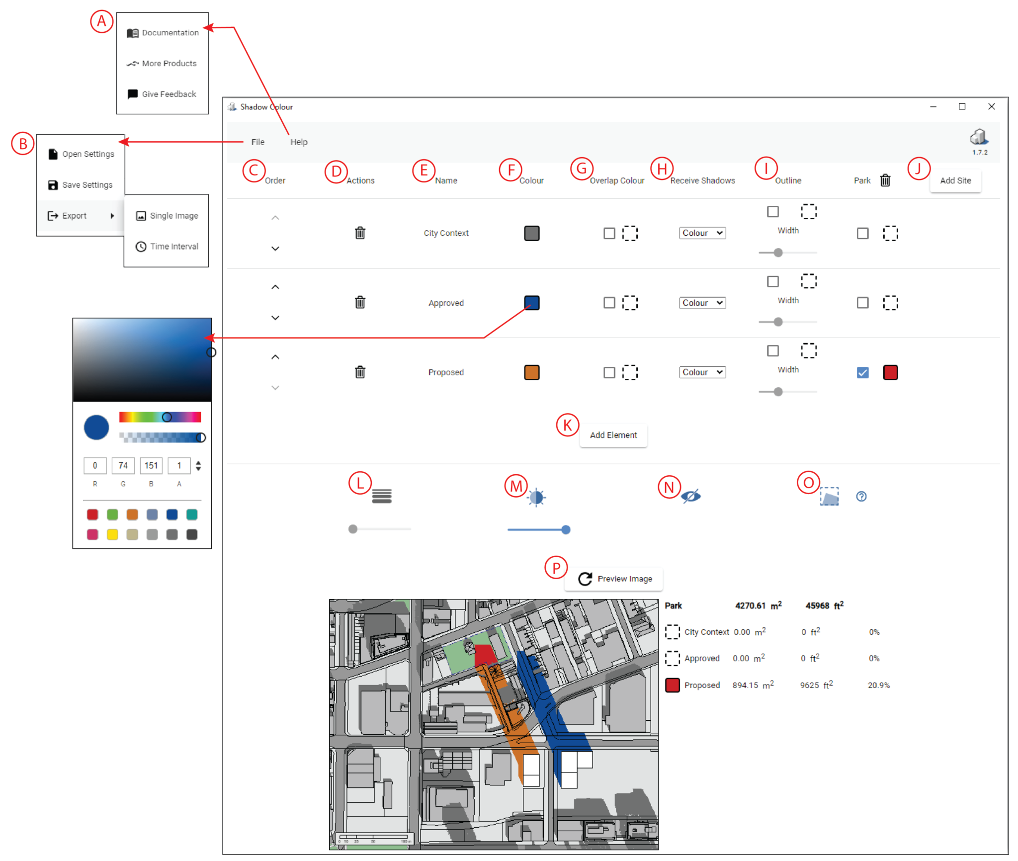 Shadow Colour Interface - Agile Form - Software for architects